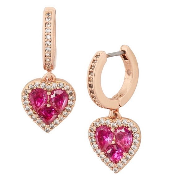kate spade | Jewelry | Kate Spade Rose Gold Spell It Out Heart Huggies ...